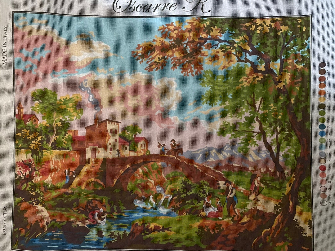 Printed Needlepoint Tapestry Gobelin El Ponte Canvas Only 24x28 Inches ...