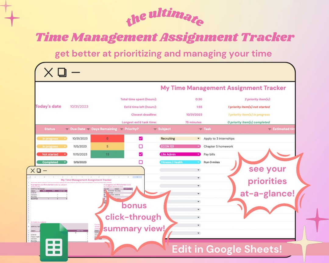 Assignments Tracker for Time Management | Student Planner | Career ...