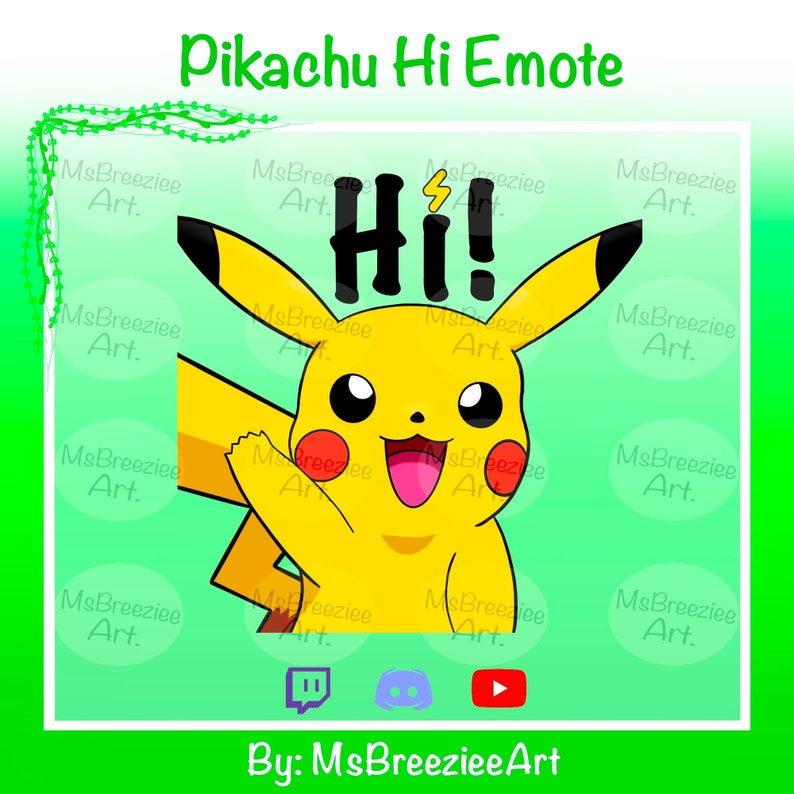 Pikachu Hi Emote Pikachu Emote Twitch Emotes Pokemon - Etsy UK