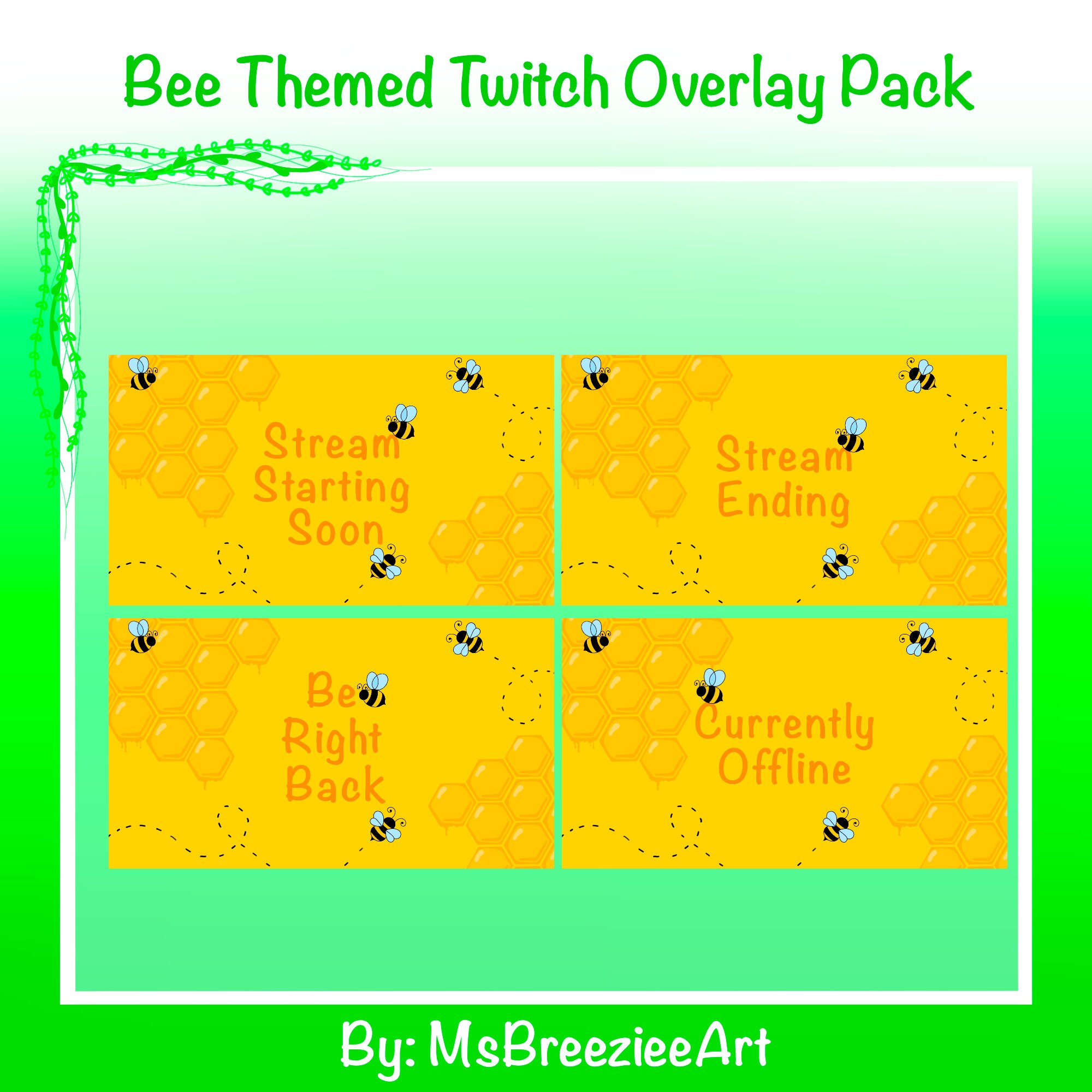Bee Themed Twitch Overlay Package Bee Overlays 12x About - Etsy Hong Kong