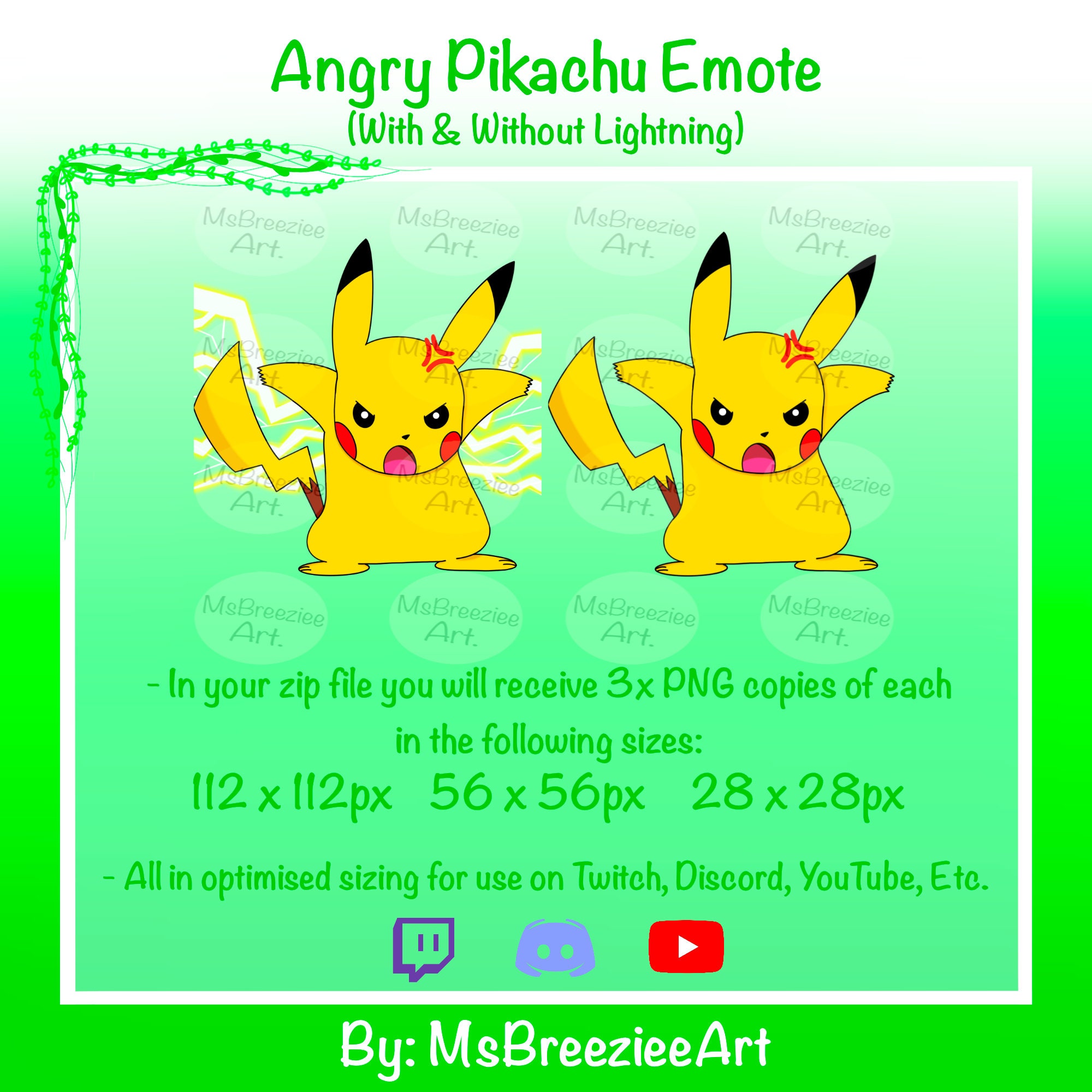 Angry Pikachu Emote Pikachu Emotes Twitch Emote Anime - Etsy