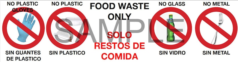 Food Waste Only - Toter Sticker - English & Spanish - Etsy