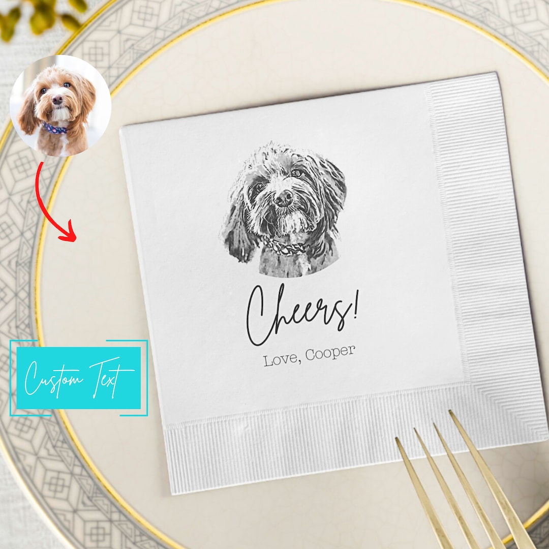 Dog Napkins Wedding Pet Cocktail Napkin Bridal Shower Engagement Party ...