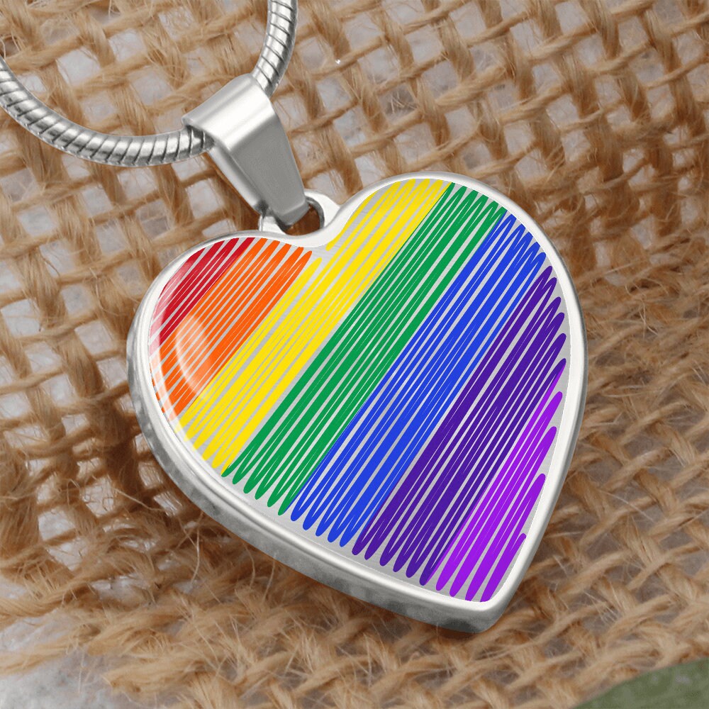 Personalized Rainbow Heart Necklace Custom Pride Necklace - Etsy