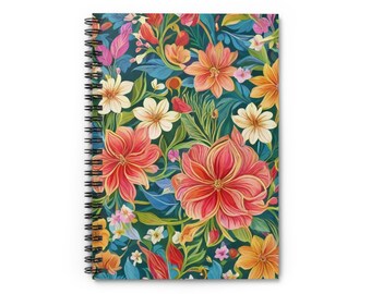 Floral Spiral Notebook, Flower Pattern Journal, Ruled Line Notebook - Etsy