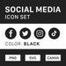 Social Media Icon Set (black) + Canva Template - Etsy