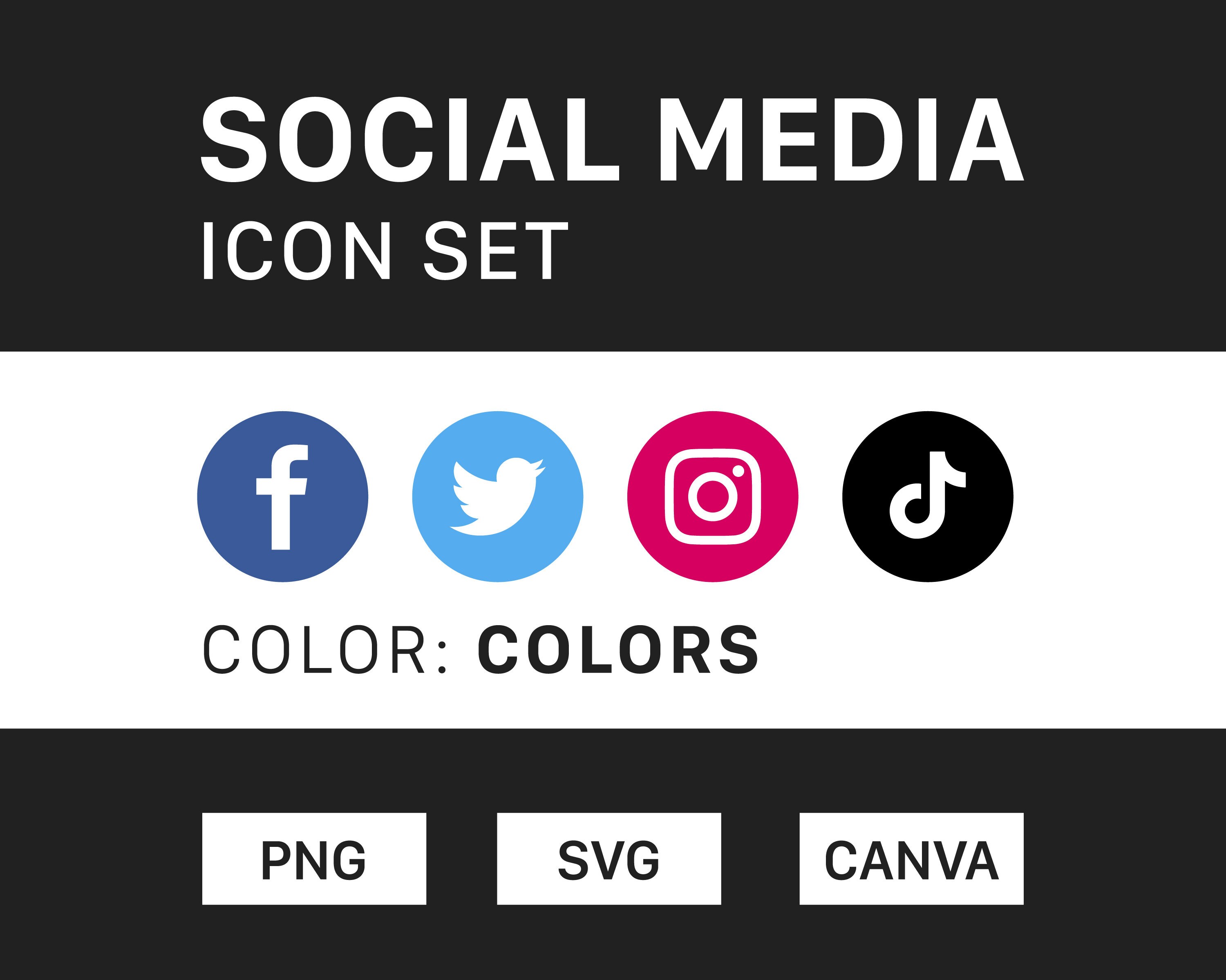 Social Media Icon Set (colors) + Canva Template - Etsy