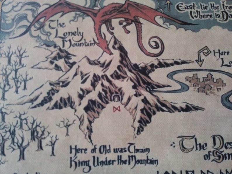 LOTR Hobbit Thror's Map CANVAS ART Print Lord of the Rings Middle Earth ...