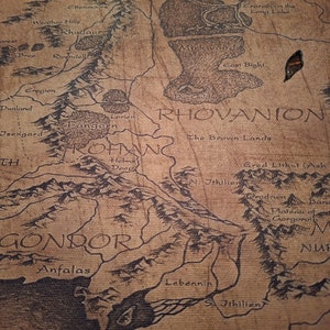 Middle Earth Map CANVAS Art Print! Lord of the Rings, Hobbit! WEATHERED ...
