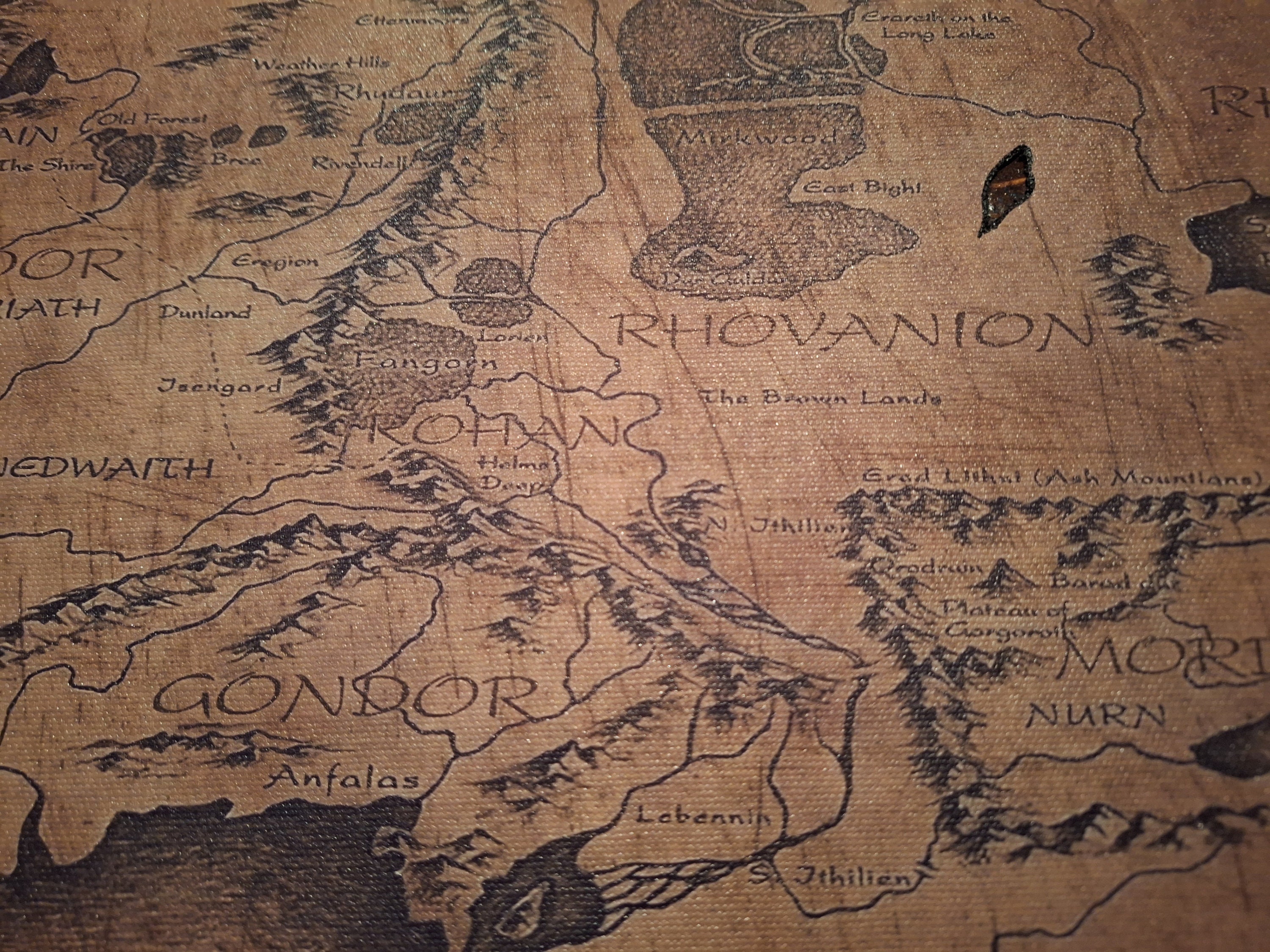 Middle Earth Map CANVAS Art Print! Lord of the Rings, Hobbit! WEATHERED ...