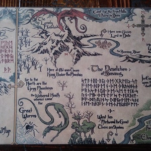 LOTR Hobbit Thror's Map CANVAS ART Print Lord of the Rings Middle Earth ...
