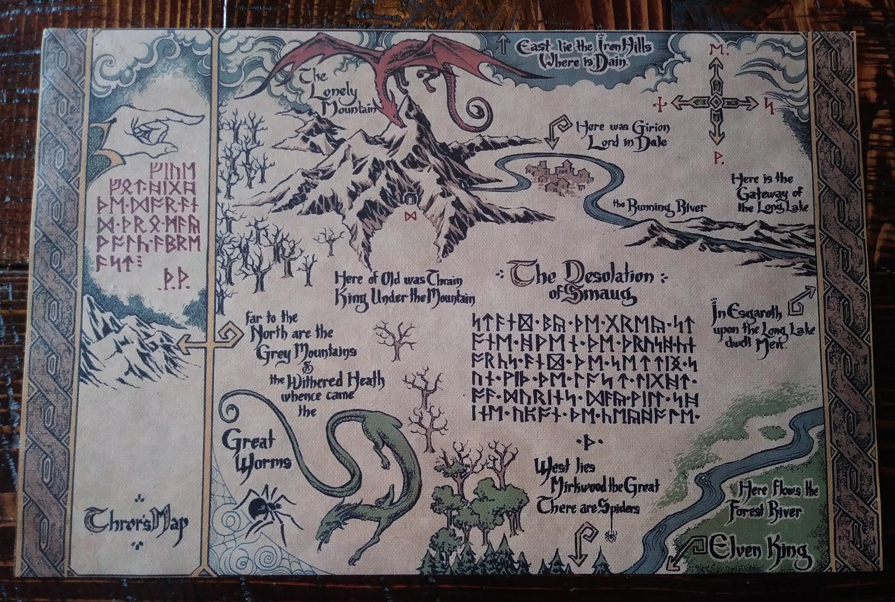 LOTR Hobbit Thror's Map CANVAS ART Print Lord of the Rings Middle Earth 11x17 - Etsy