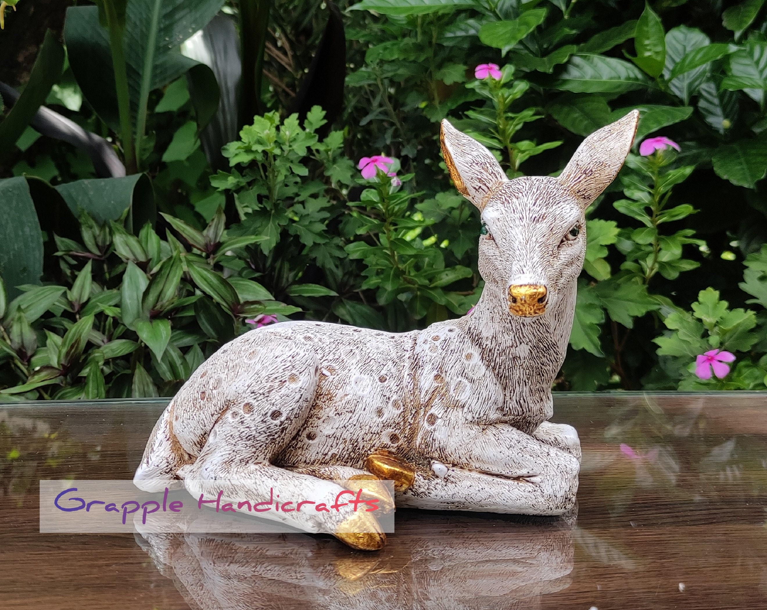 Sitting Deer Statue Sculpture Concrete Garden Art Statue Good Vibes ...