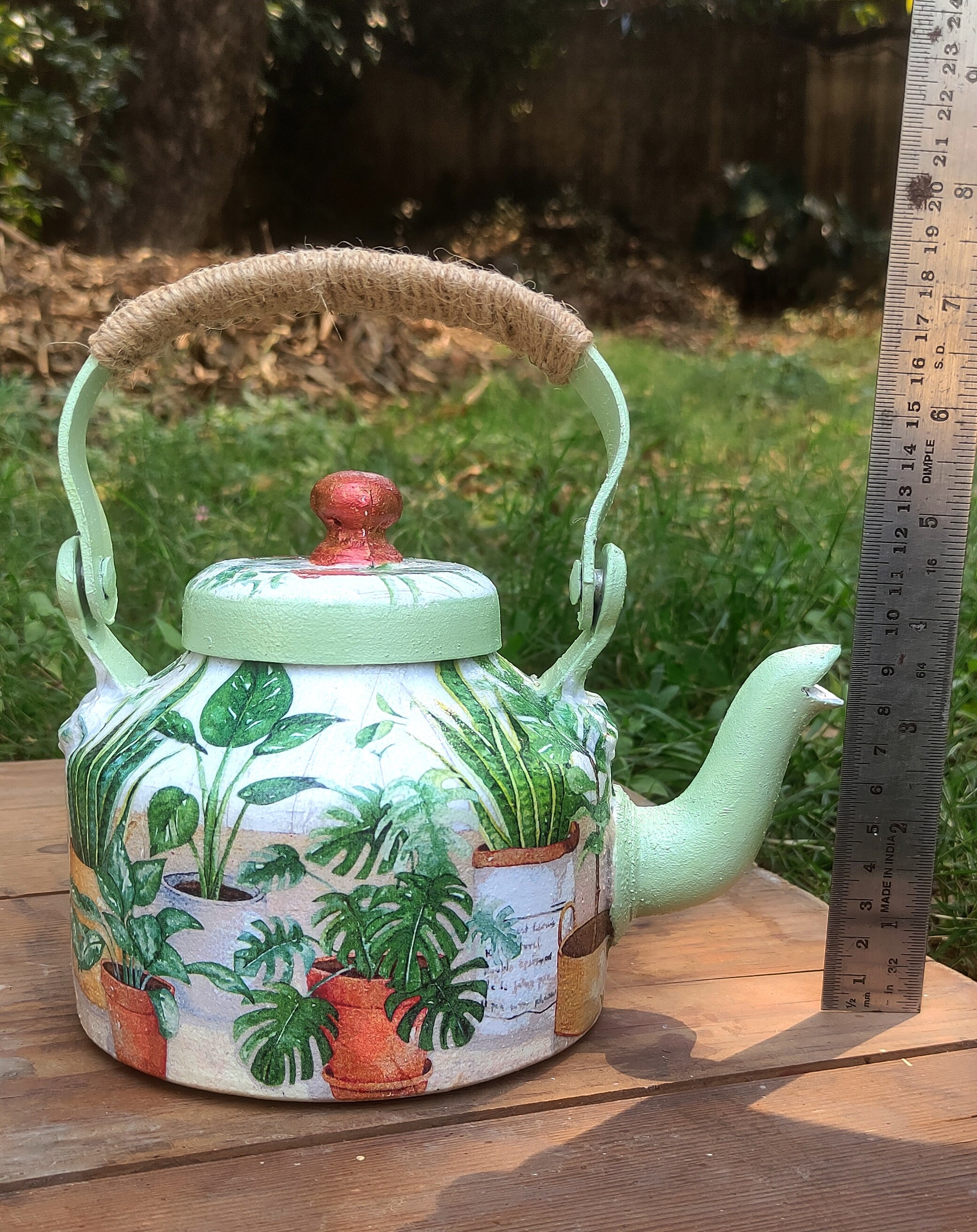 Indian Tea Kettle Handmade Indian Tea Pot / Green Plant Art Kettle ...