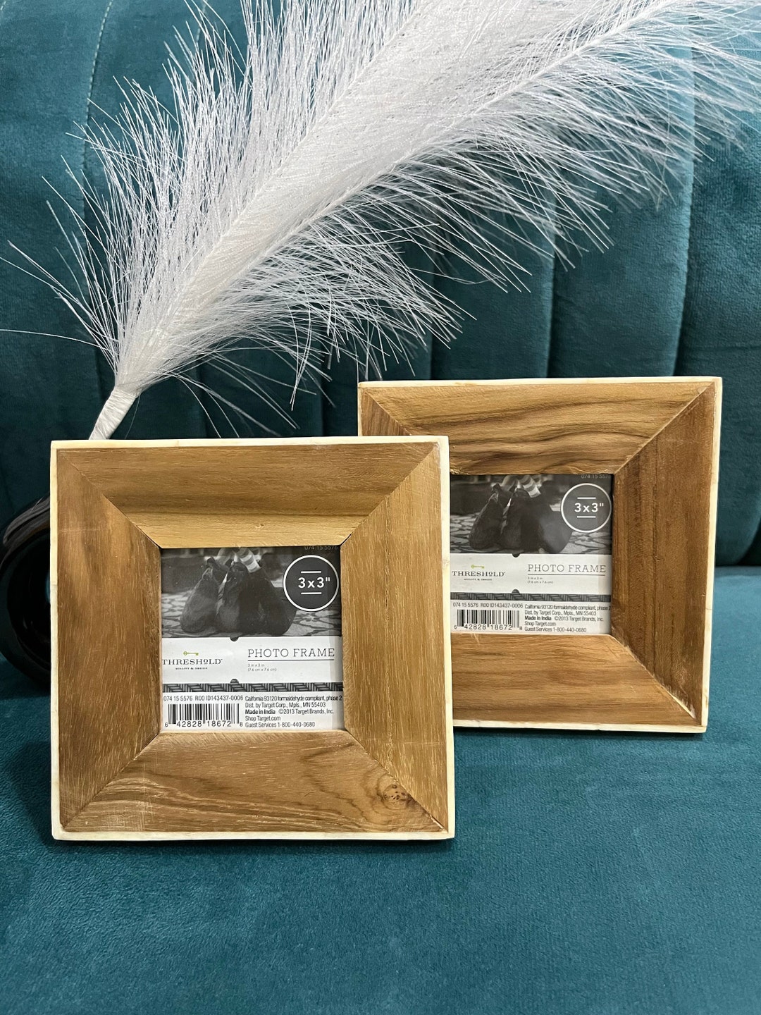 Crafted Elegance: 2 Handmade Wooden Photo Frames With Marble Edges ...