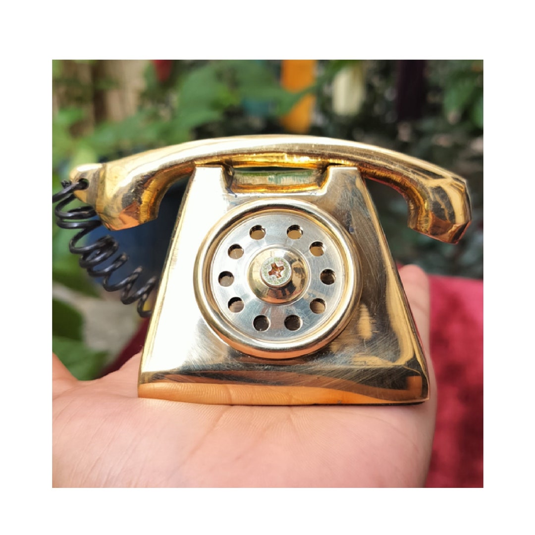 Vintage Brass Telephone Miniature Retro Dial Telephone Majestic Old ...