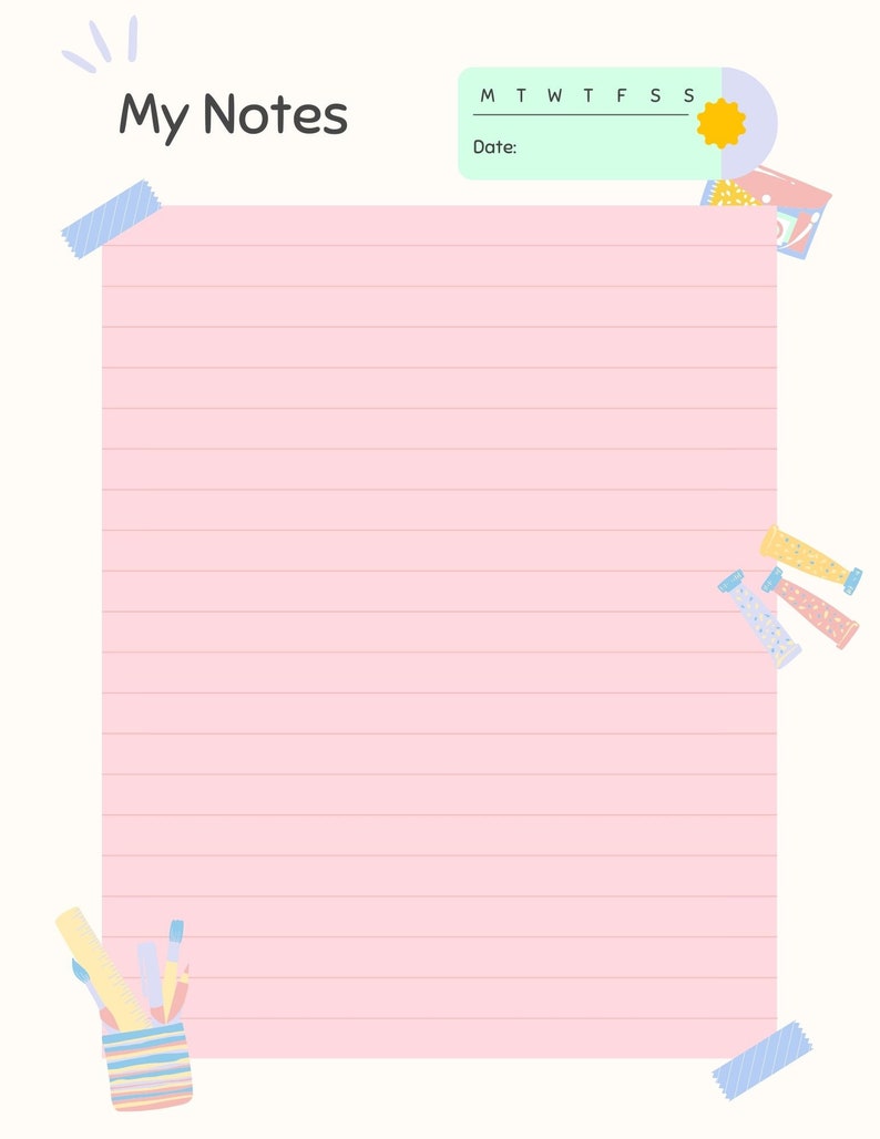 4 Pages of Monthly, Weekly, Daily Planner and Notes - Etsy
