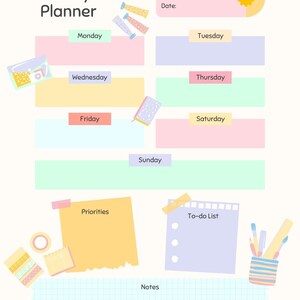 4 Pages of Monthly, Weekly, Daily Planner and Notes - Etsy