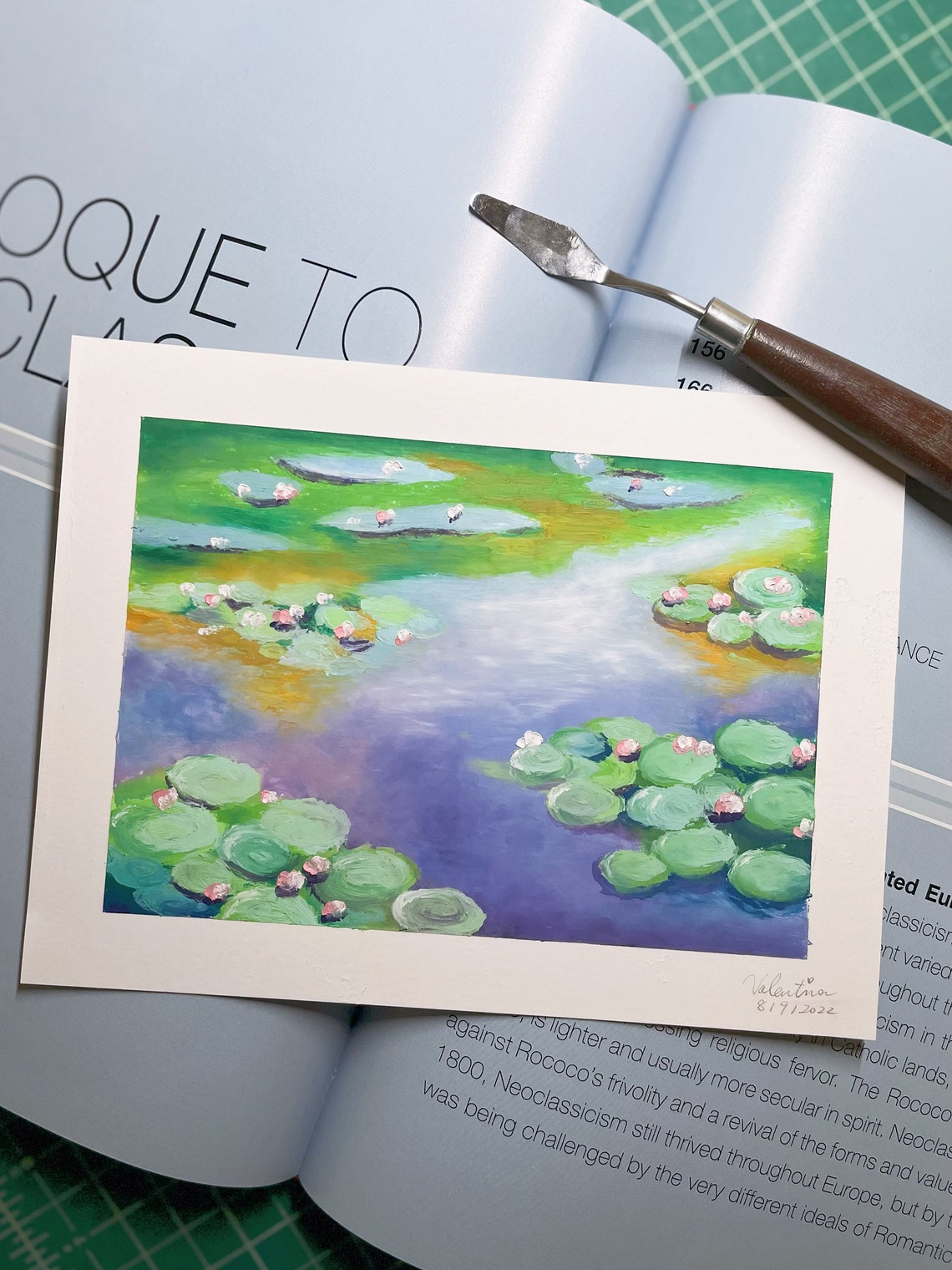 Original Hand-painted Water Lily Oil Pastel Painting - Monet Style ...
