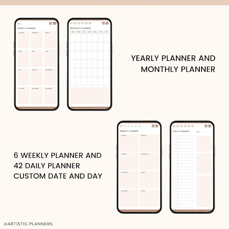 Undated Digital Phone Pocket Planner Hyperlinks Mobile Planner ...