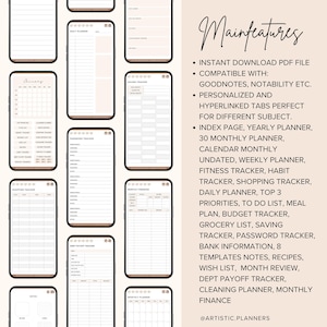 Undated Digital Phone Pocket Planner Hyperlinks Mobile Planner ...