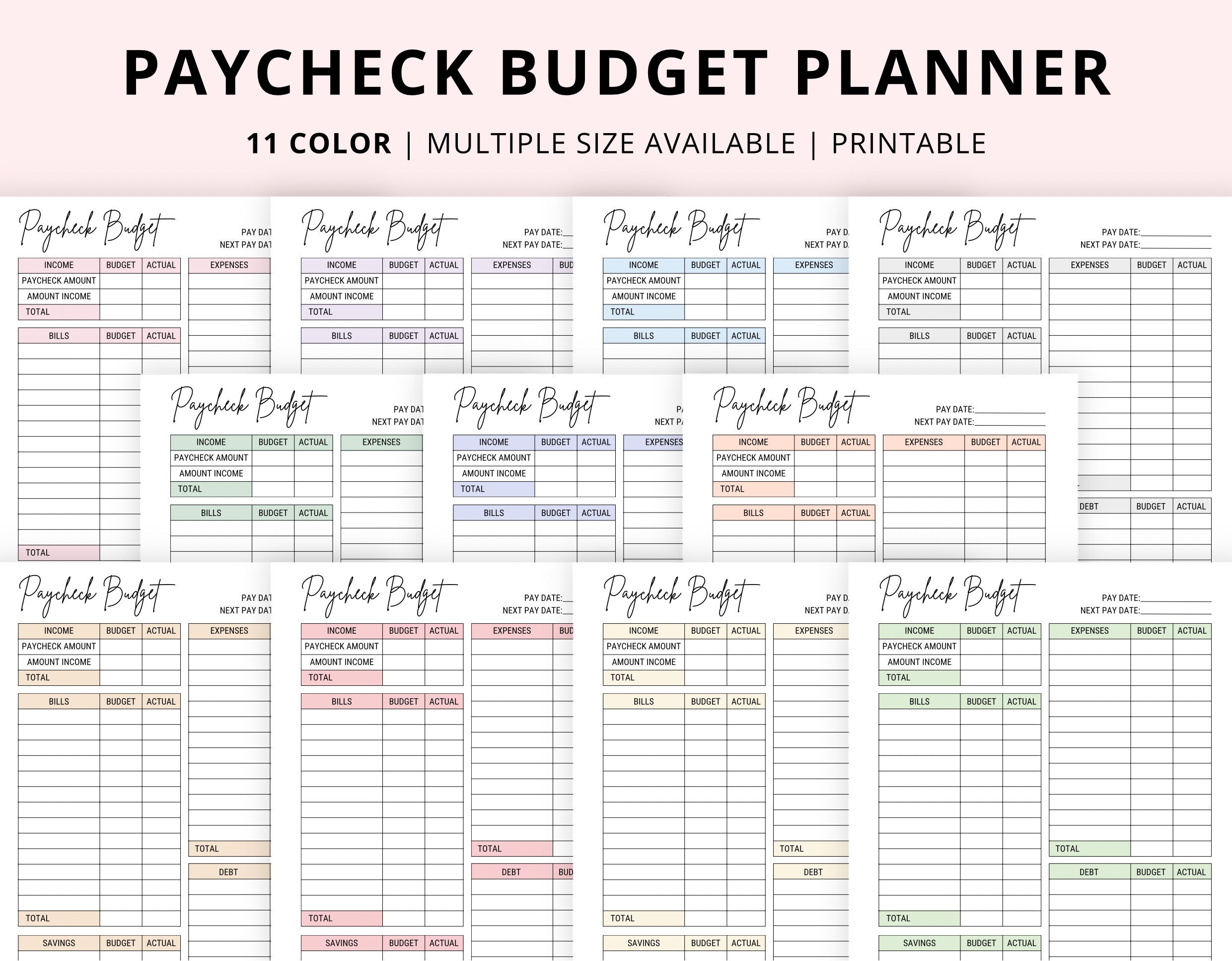 Paycheck Budget Planner PDF Printable Financial Planner Digital Planner ...
