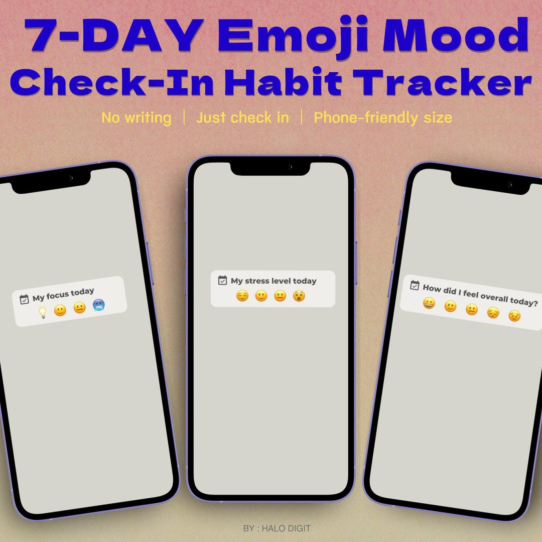 7-day Emoji Mood Check-in Habit Tracker | No-writing Daily Check-in ...