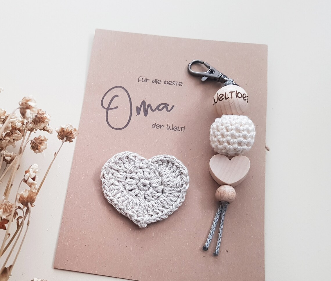 Karte für Oma mit Anhänger | weltbeste Oma | Oma Karte Kraftpapier ...