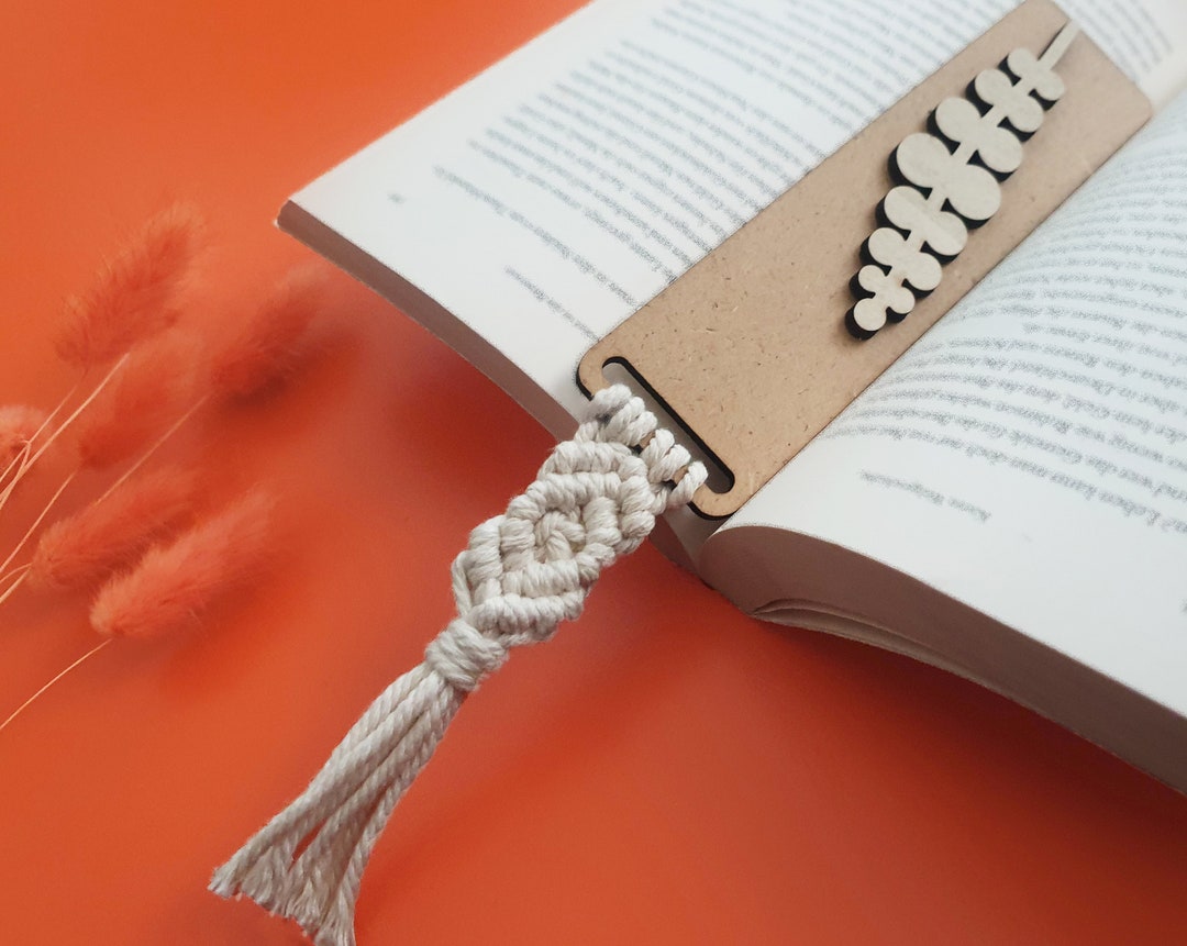 Wooden Bookmark With Macrame Beige Book Lover Gift Idea - Etsy UK