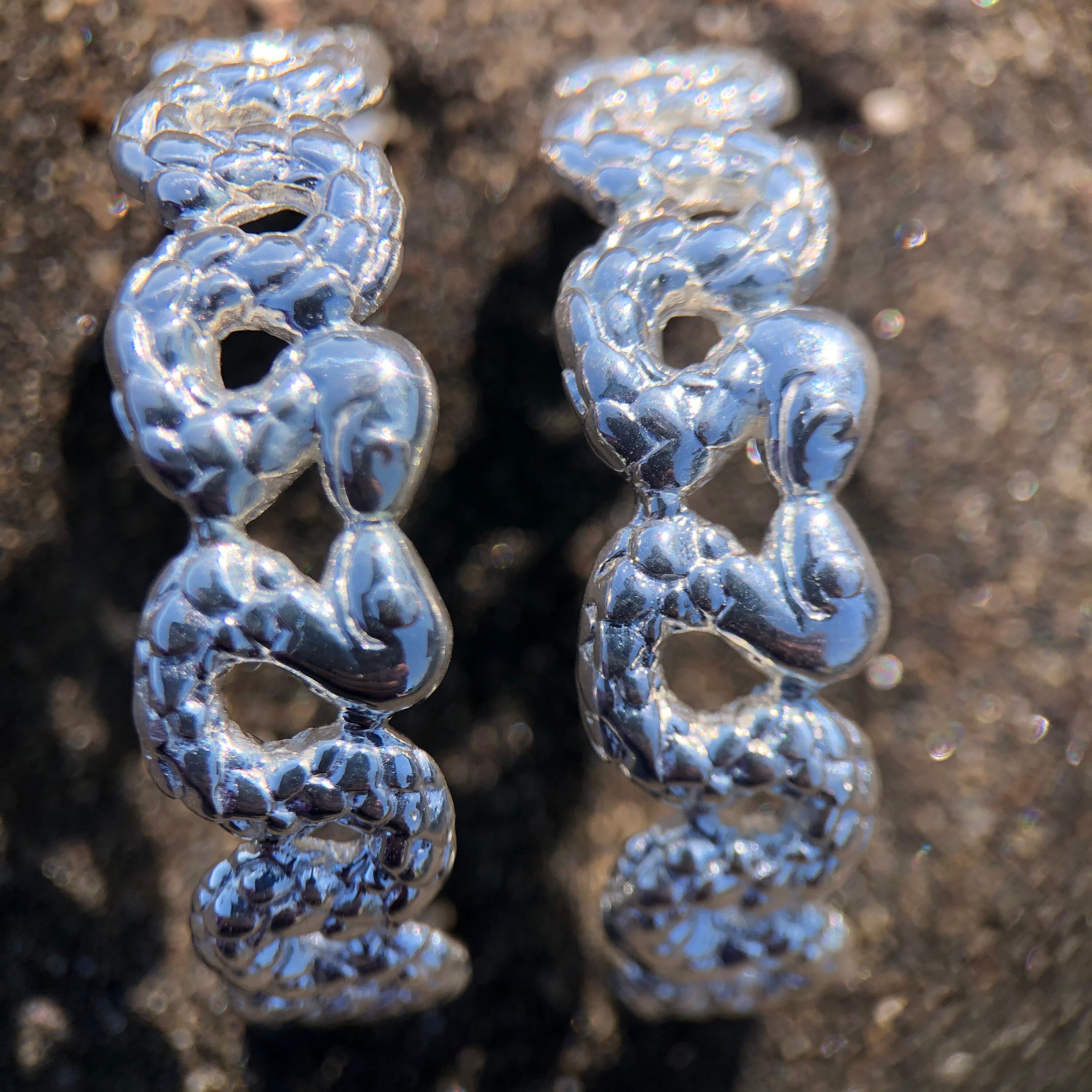 KUNDALINI SNAKES Hoops Earrings and Ring Double Snake Hoops Serpent ...