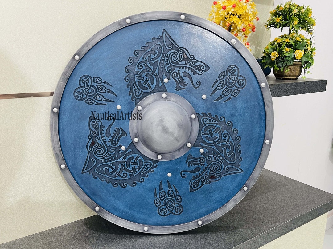 Viking Shield Red Wolf Wooden Viking Cosplay Shield - Etsy Canada