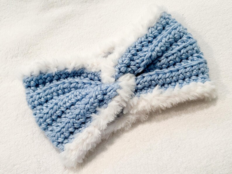 Faux Fur Trim Crochet Ear-warmer/headband, Teen/adult Size - Etsy