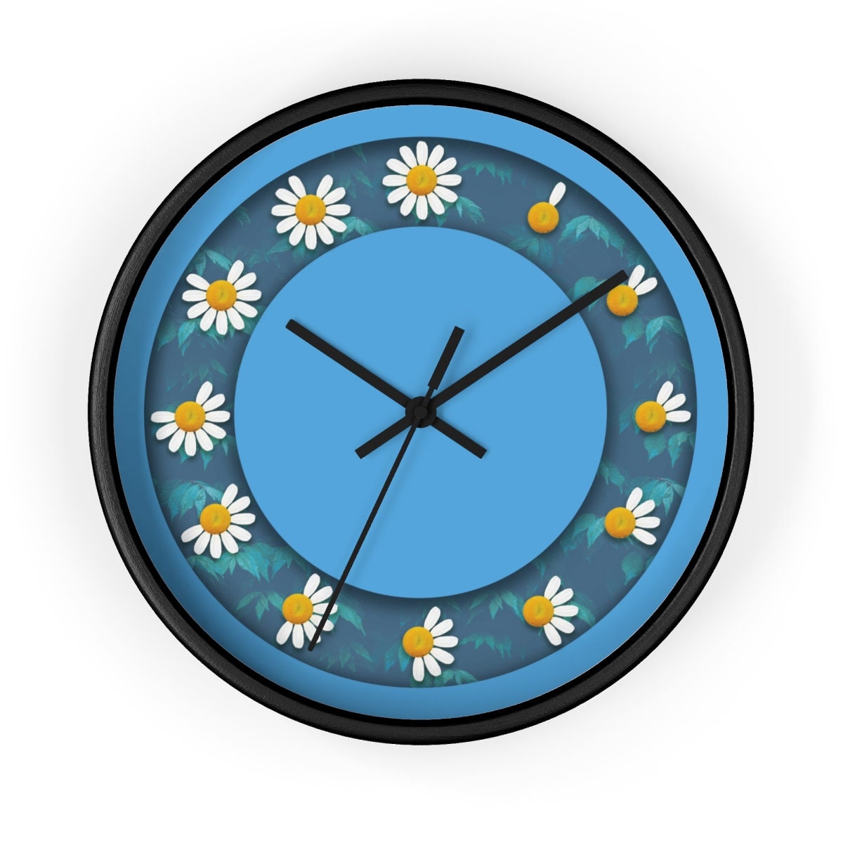 Daisy Flower Clock Blue Plant Wall Clocks Home Decor - Etsy