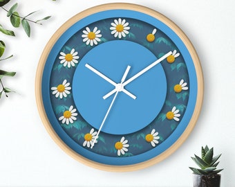 Daisy Flower Clock Pink, Plant Wall Clocks, Home Decor Gifts ...