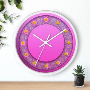 Daisy Flower Clock Pink, Plant Wall Clocks, Home Decor Gifts ...