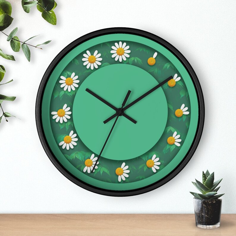 Daisy Flower Clock Green Plant Wall Clocks Home Decor - Etsy