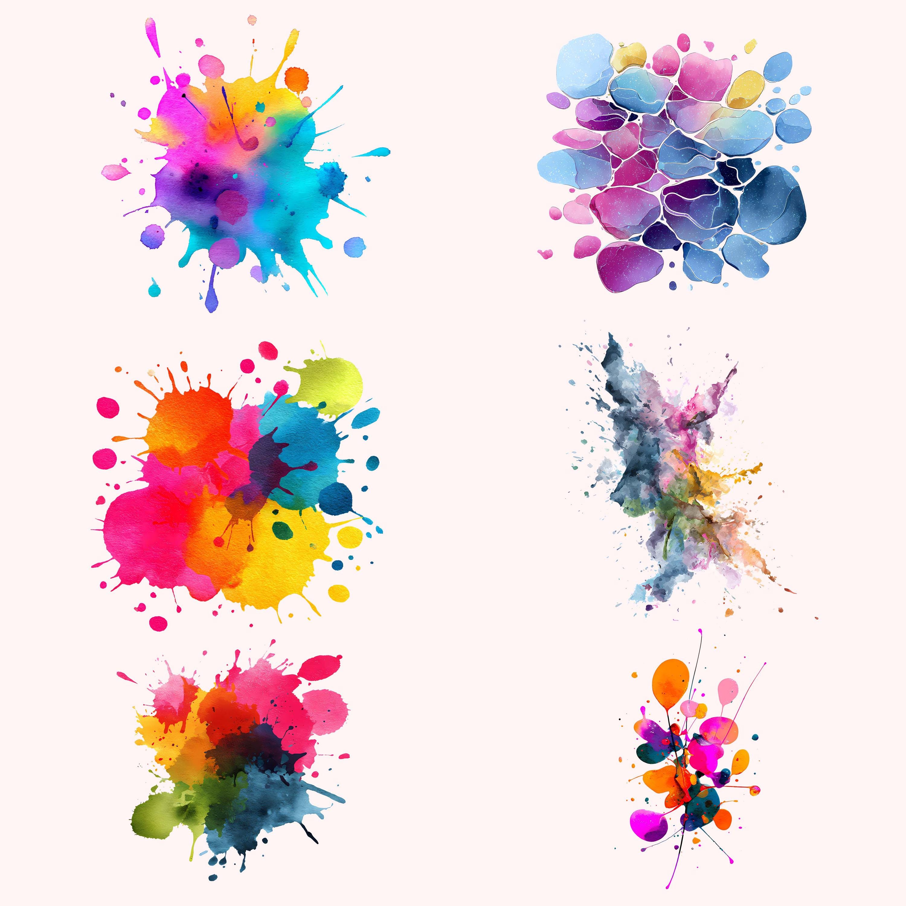 Watercolor Splatter PNG Bundle: Colorful Abstract Clipart (digital ...