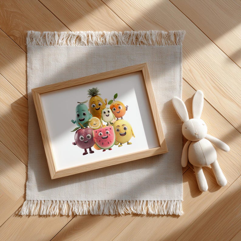 Happy Fruits PNG Bundle, Cute Kawaii Fruit Clipart Set, 300 DPI ...