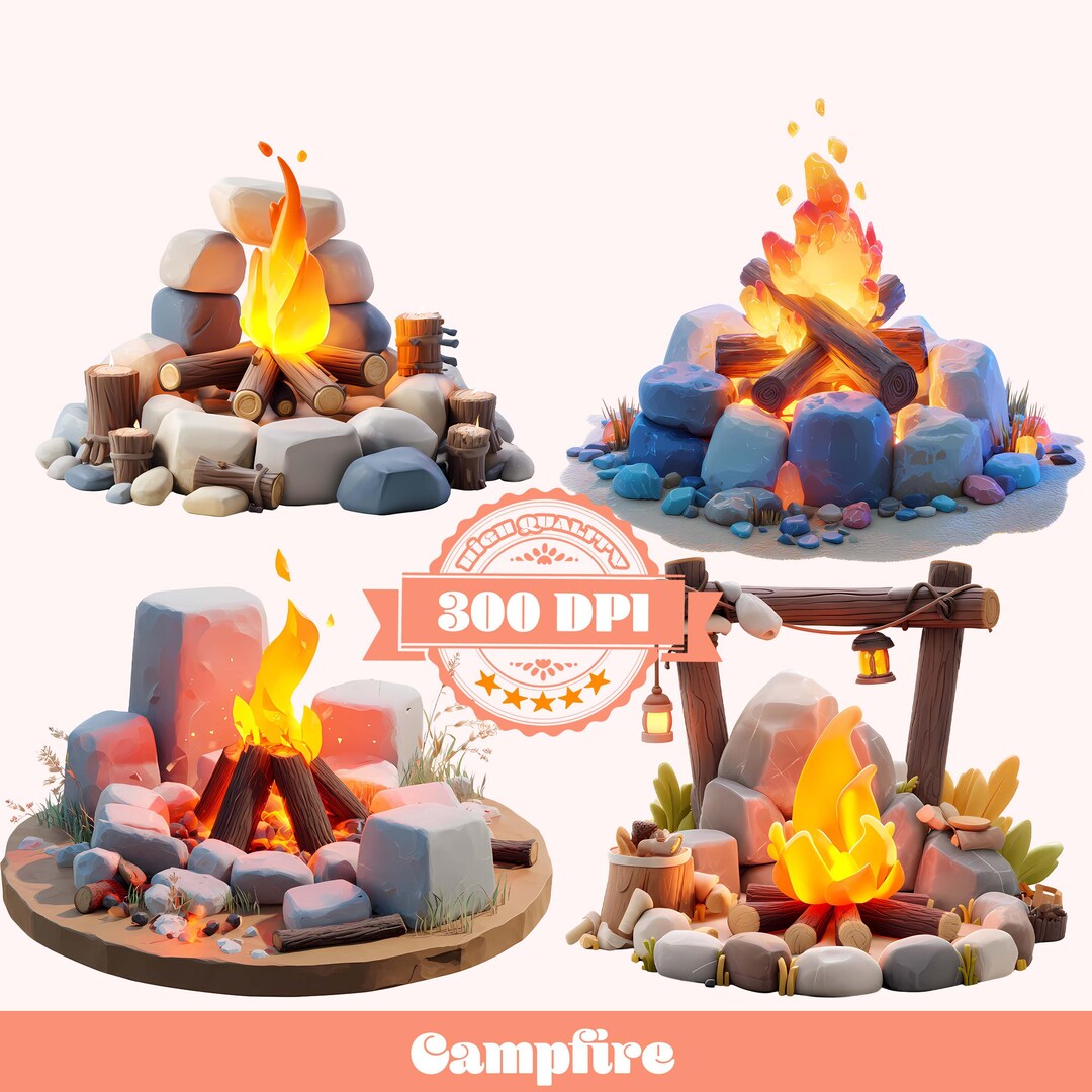 Campfire PNG Bundle: Cozy Fire Clipart for Sublimation & Crafts ...
