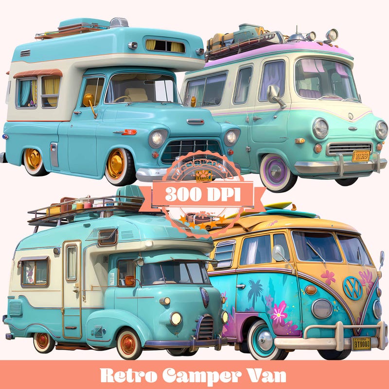 Hippie Van Clipart - Etsy