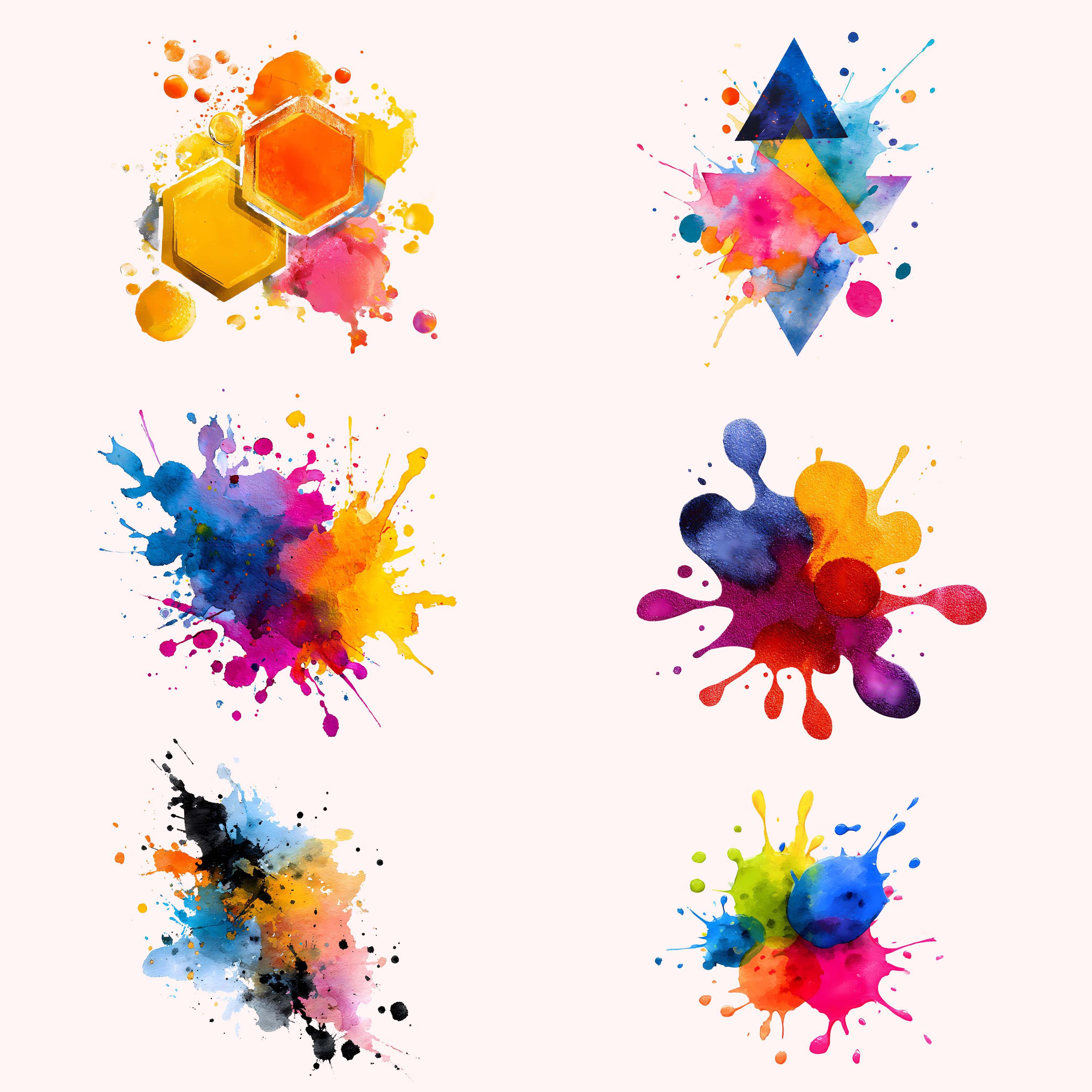 Watercolor Splatter PNG Bundle: Colorful Abstract Clipart (digital ...