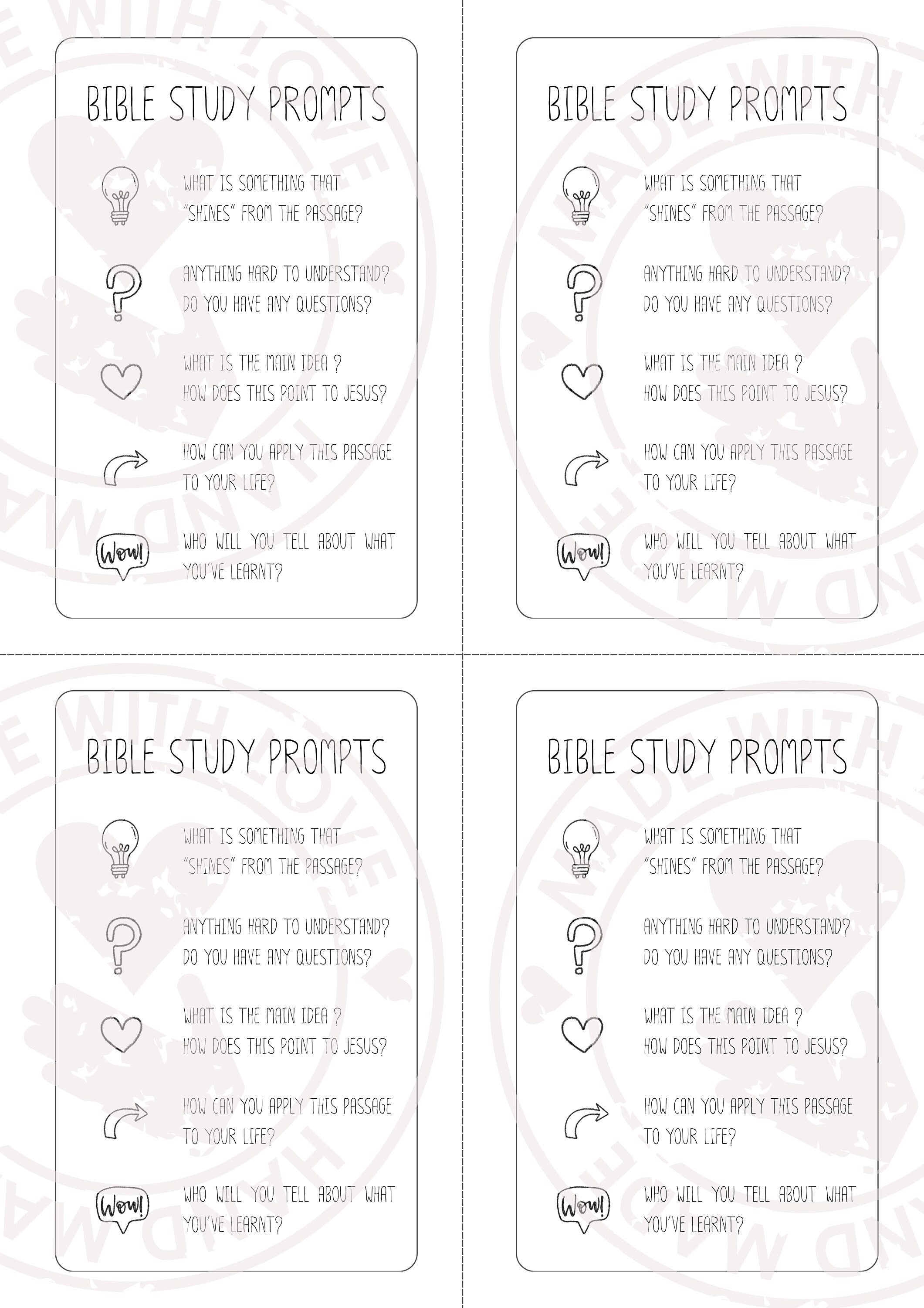 Bible Study Prompts Printable PDF - Family Worship/individual Devotion ...