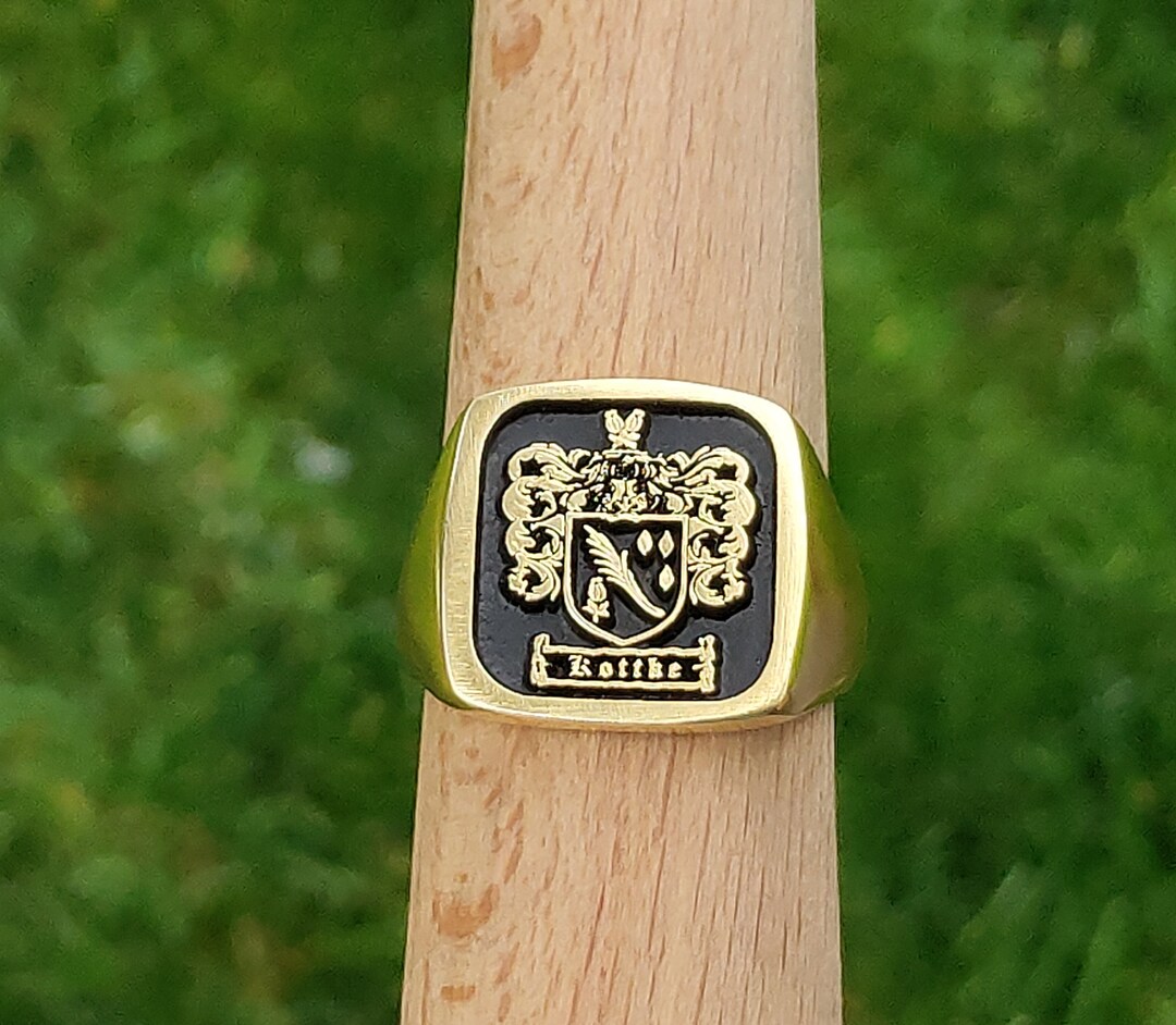 Family Crest Square Signet Ring,signet Ring for Men,gold Filled ...