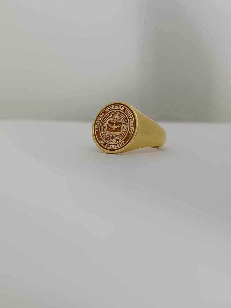 Personalized University Logo Ring, Sterling Silver, Gold Filled - Etsy