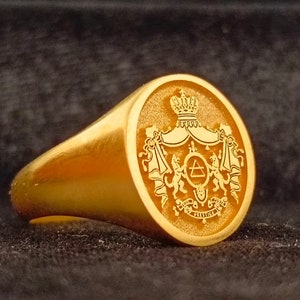Gold Filled Family Crest Signet Ring, Handmade Sterling Silver - Etsy