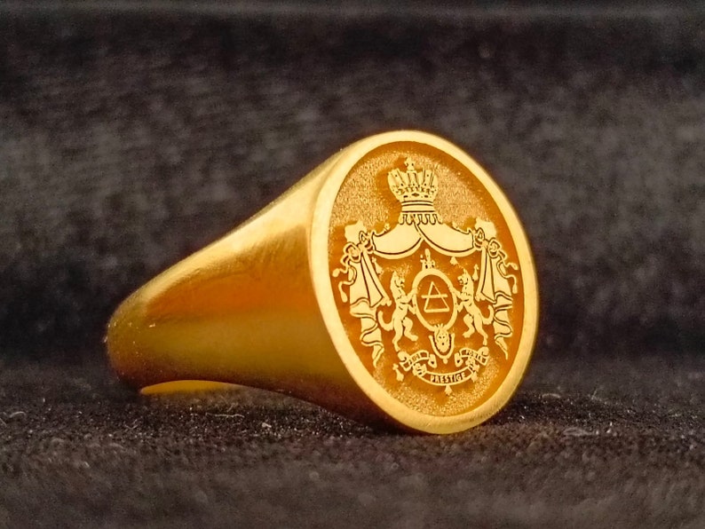 Gold Filled Family Crest Signet Ring, Handmade Sterling Silver - Etsy