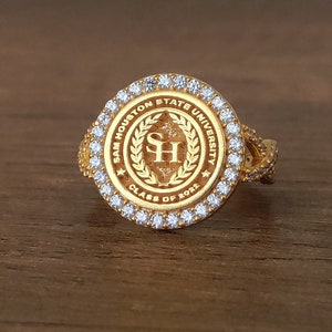 Sam Houston State Female Ring, Personalized University Emblem, Elegant ...