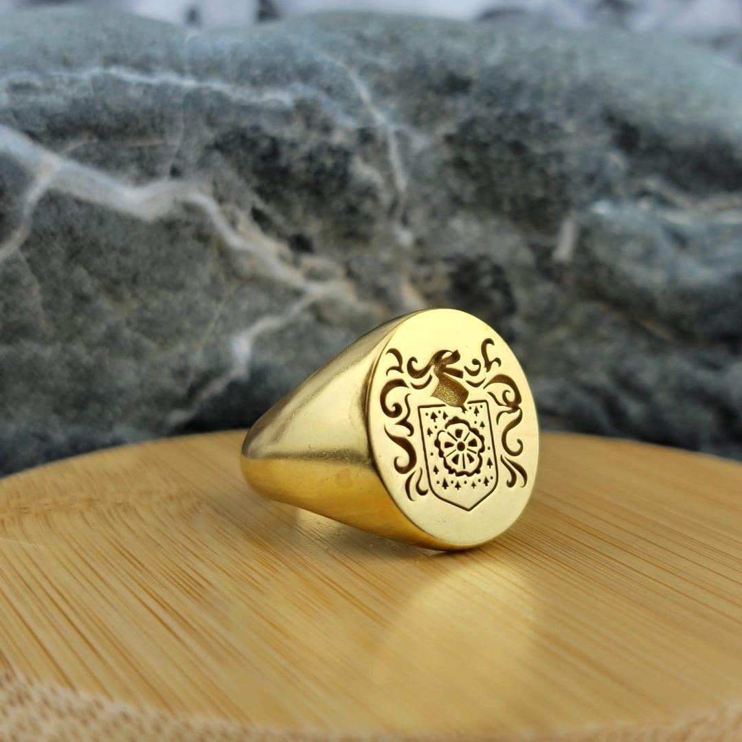 Custom Family Crest Signet Ring, Sterling Silver, Gold Filled Gift - Etsy