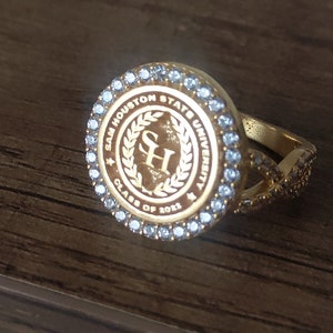 Sam Houston State Female Ring, Personalized University Emblem, Elegant ...