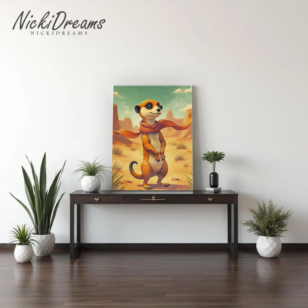 Meerkat Art Print Desert Animal Poster Wildlife Wall Decor Meerkat Gift ...